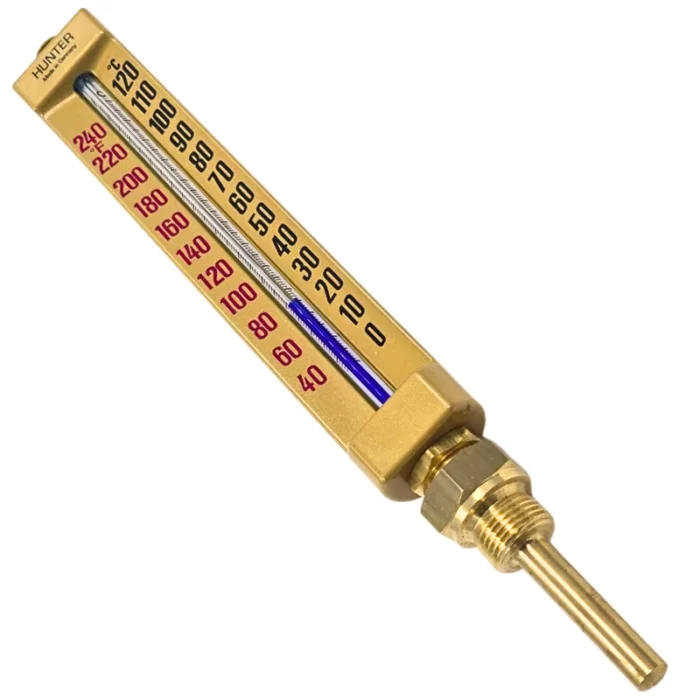 Hunter 0 + 120 C+F, 63mm Stem V-Shaped Thermometer - WEAREHVAC